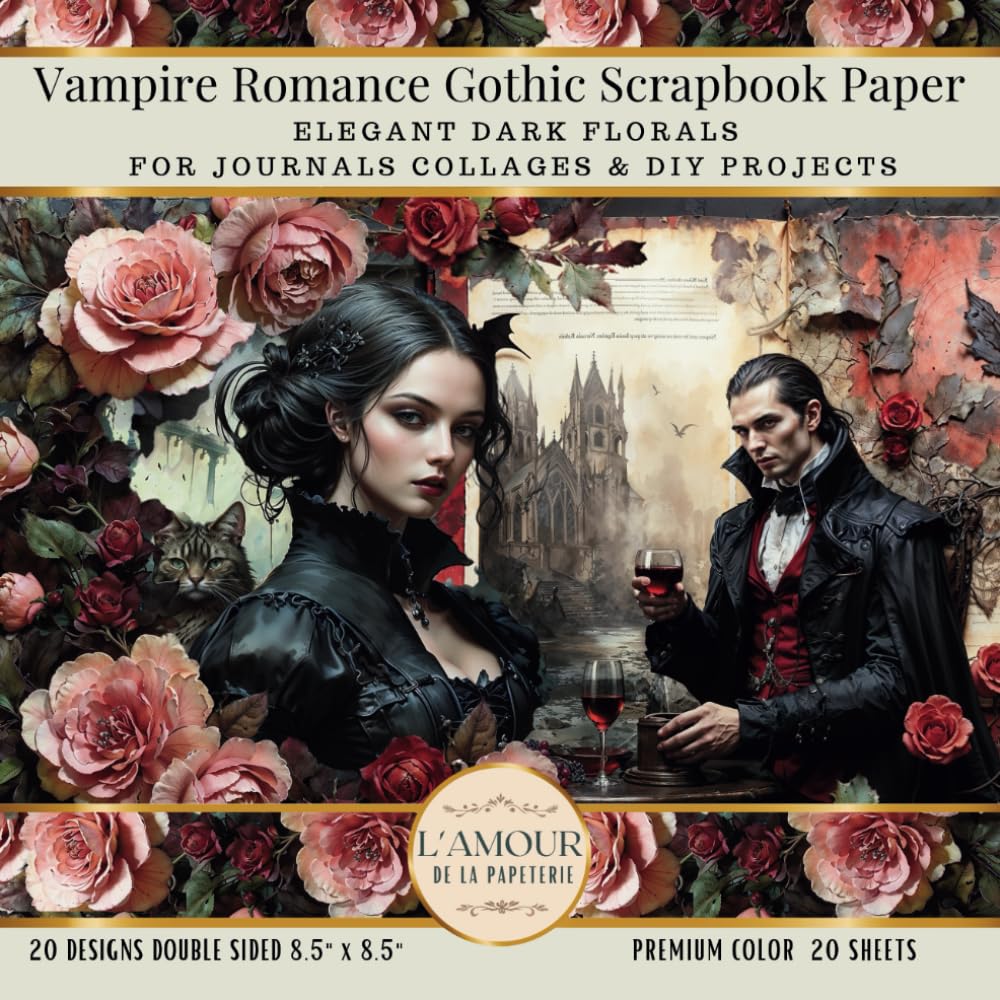 Vampire Romance Gothic Scrapbook Paper Elegant Dark Florals: For ...