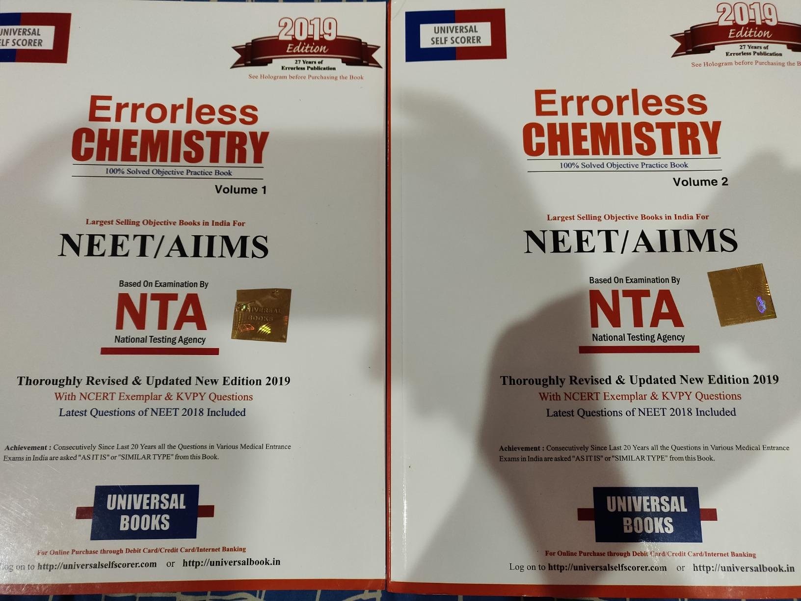 Buy Universal Self Scorer Errorless Chemistry for NEET & AIIMS (Set of ...