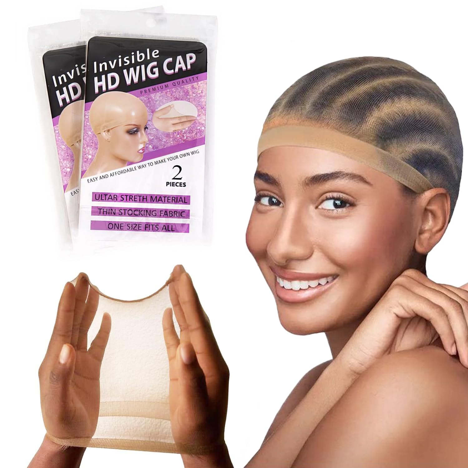 Amazon.com: RECOOL 4 PCS HD Wig Cap For Lace Front Wig Transparent Wig Cap for Wig Stocking Wig ...