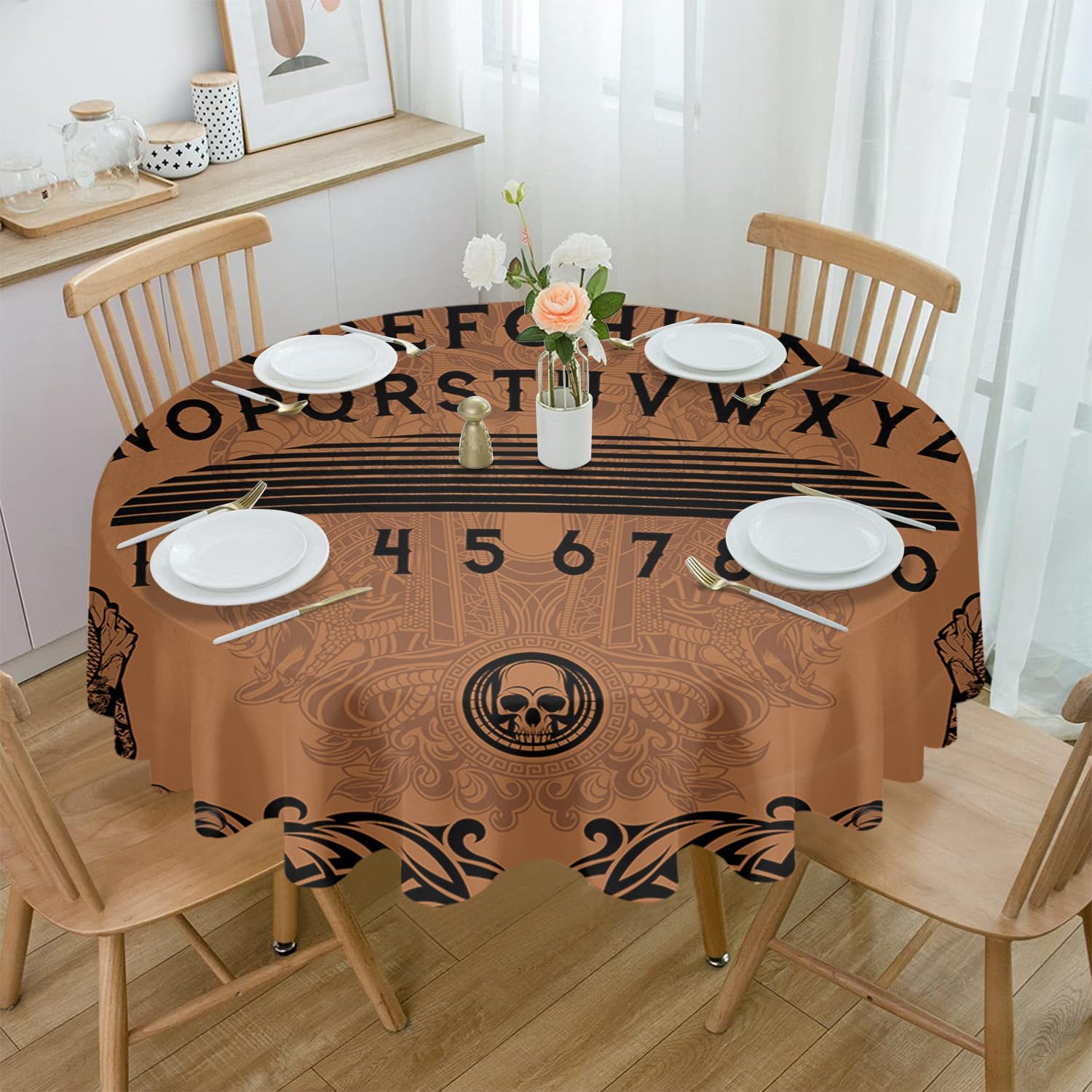Amazon.com: IDOWMAT Round Table Cloth 54 Inch - Waterproof Spill Proof ...