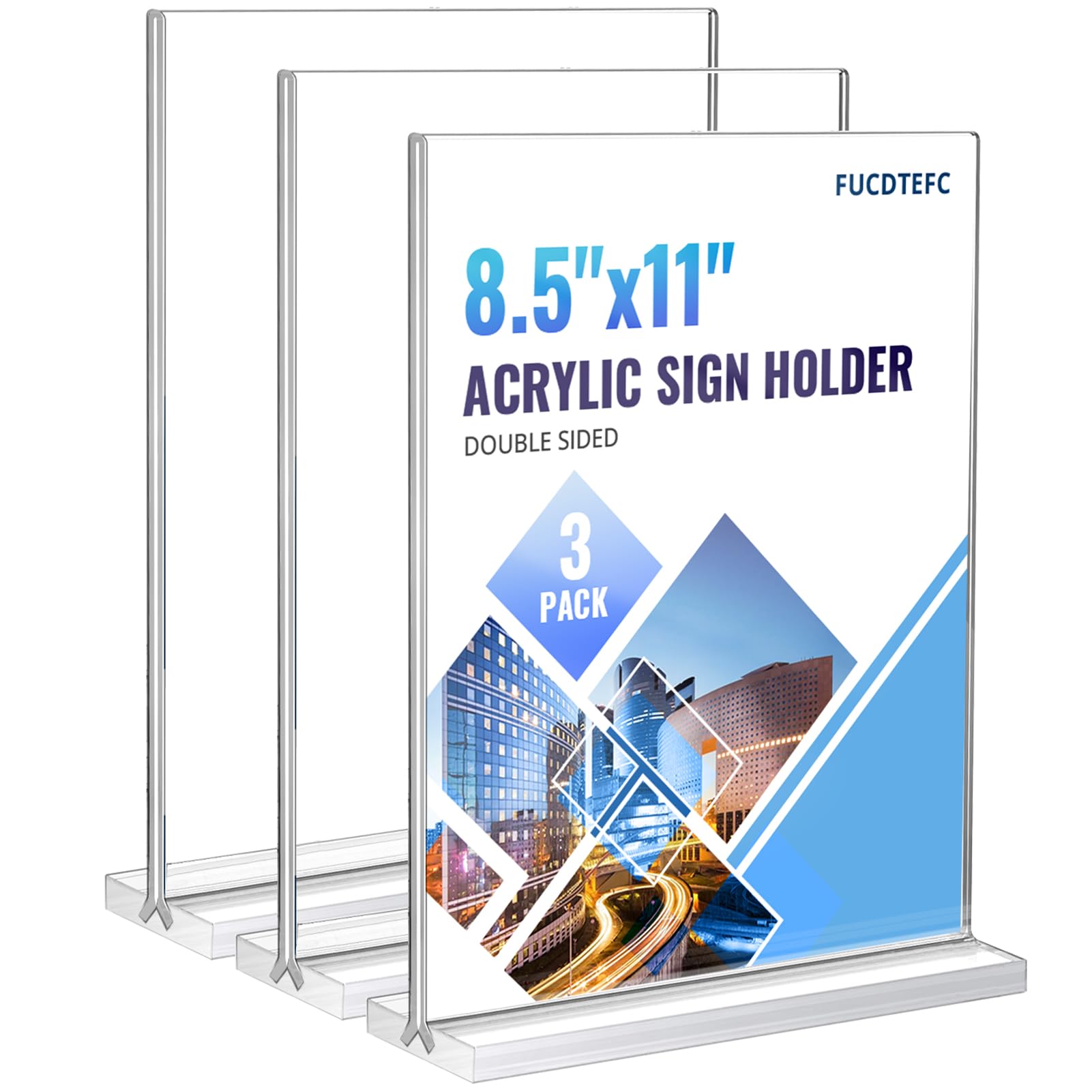 Snapklik.com : 85x11 Acrylic Sign Holder 3 Pack, Vertical Double-Sided ...