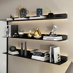 Amazon.co.jp: Floating Wall Shelf,Metal Wall Mounted Shelf Floating ...