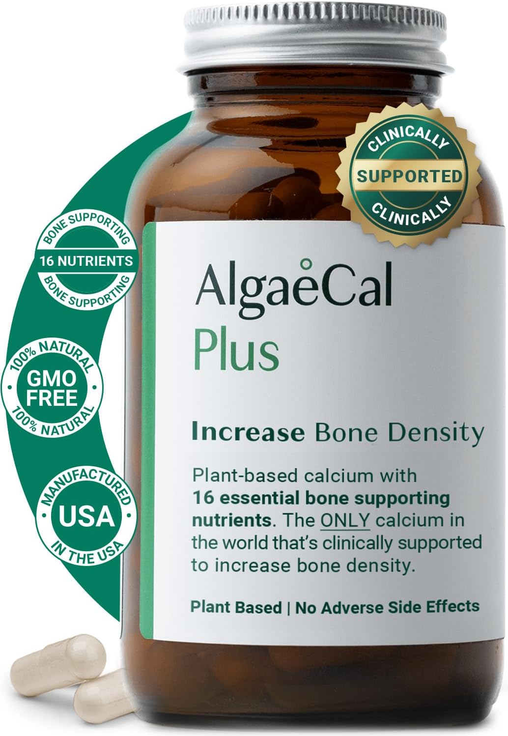 ALGAECAL Plus - Organic Red Algae Calcium Supplement for Women, Vitamin K2 (100mg), Vitamin D3 ...