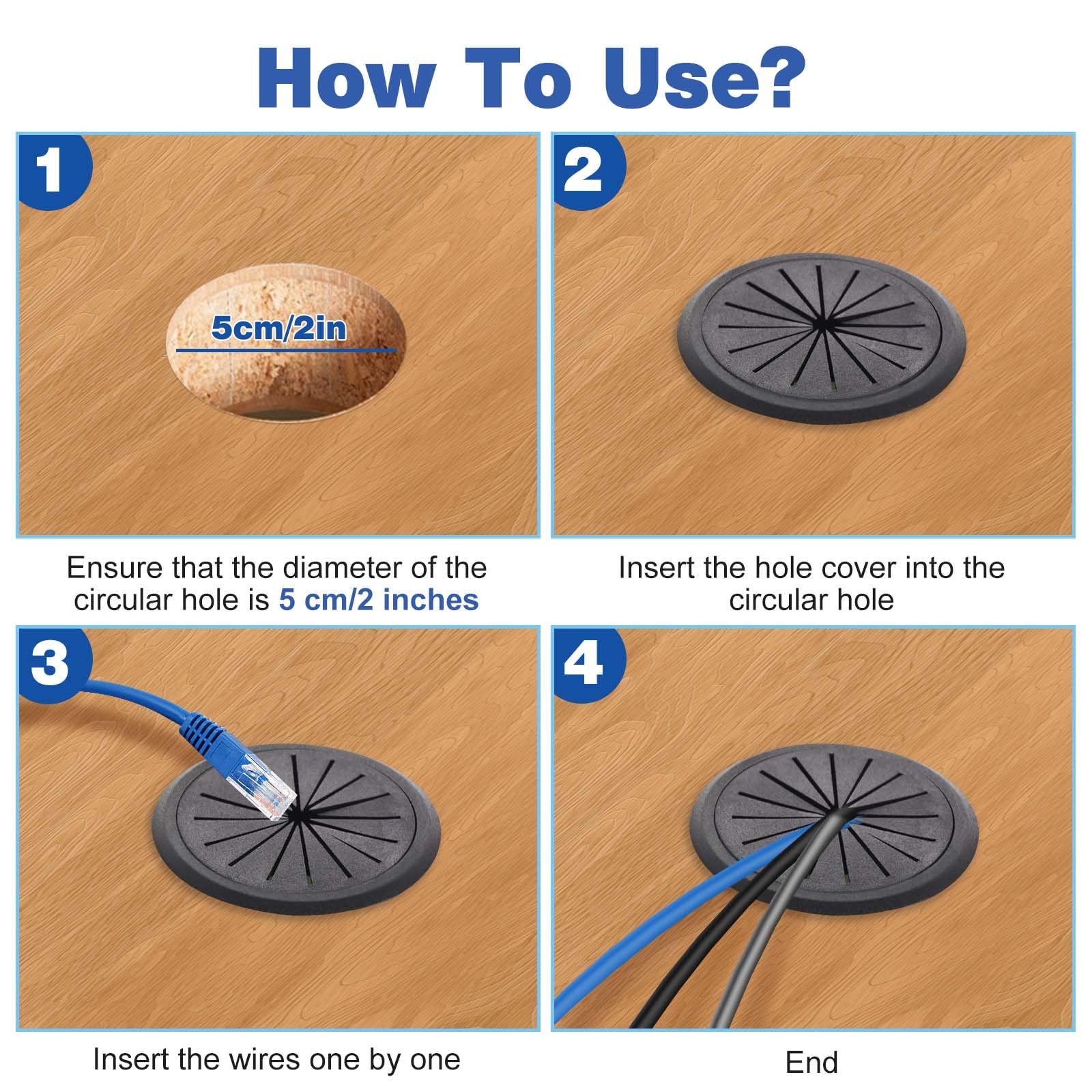 Snapklik.com : 6 PCS Desk Cable Grommet 2 Inch/50mm Flexible Silicone ...