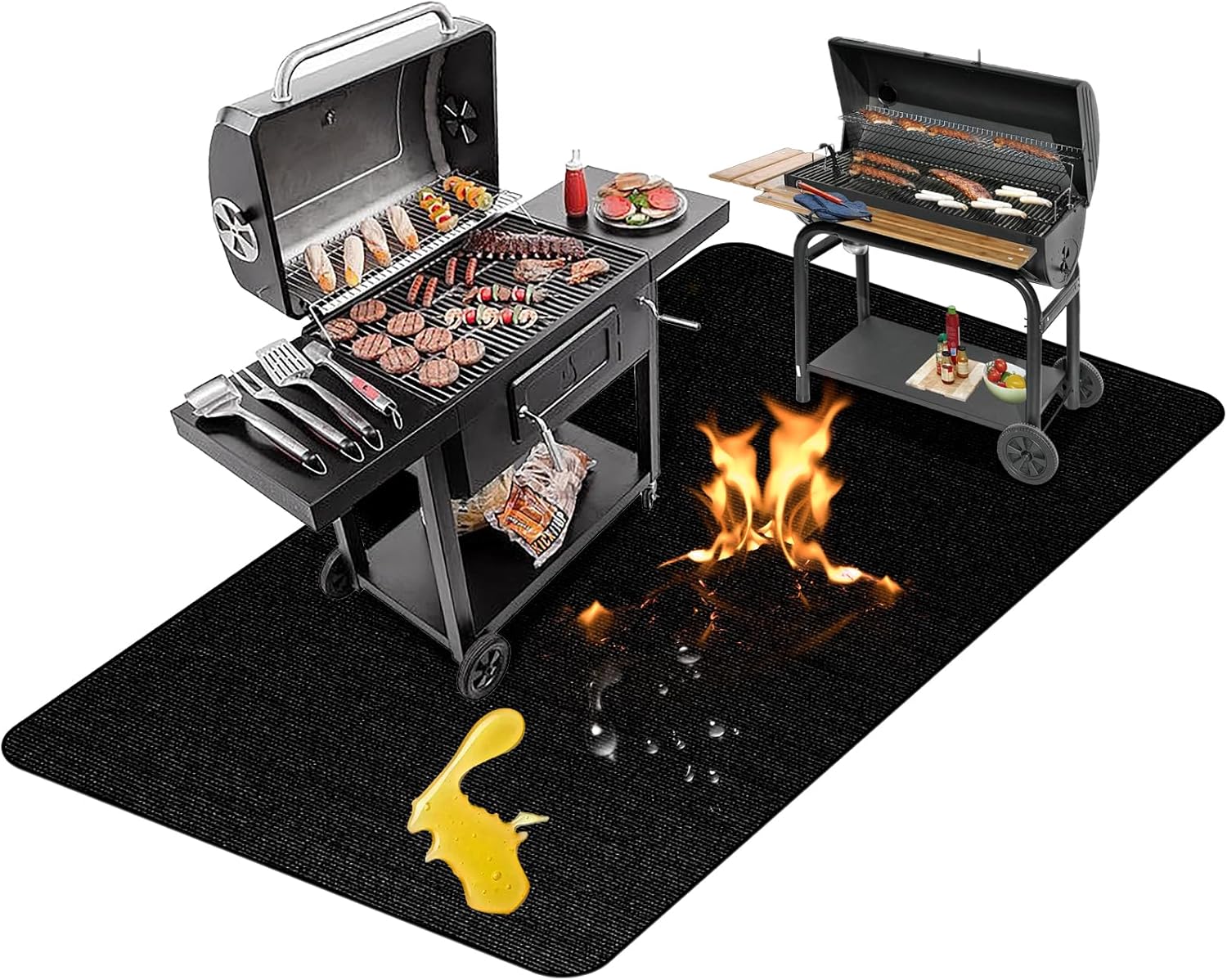 76x51 inches Large Grill Mat for Outdoor Grill, Double-Sided Fireproof ...