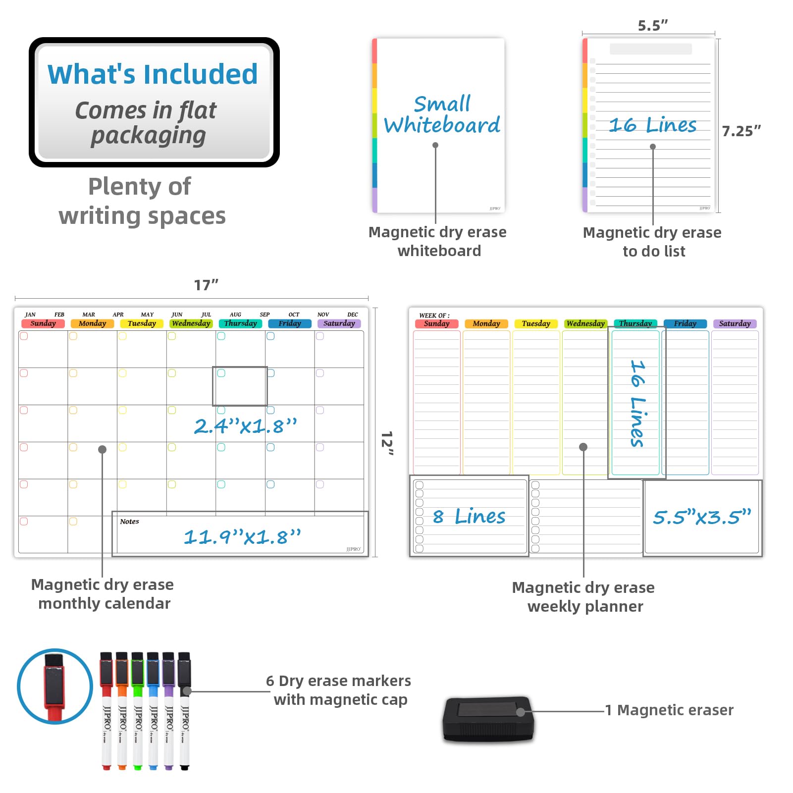 Snapklik.com : JJPRO Magnetic Dry Erase Monthly & Weekly Calendar For ...