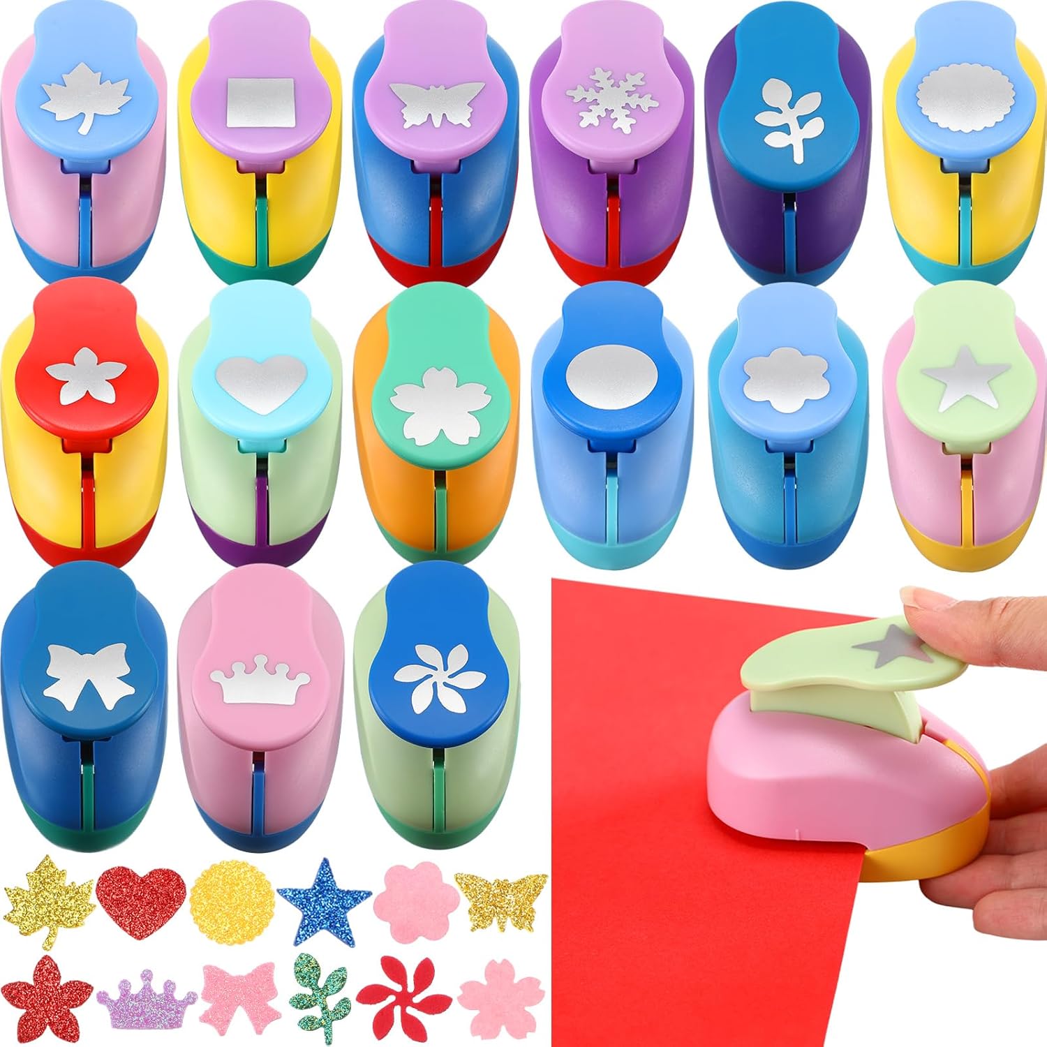 Amazon.com: Harloon 15 Pcs Craft Hole Punch Shapes 1 Inch Paper Punch ...