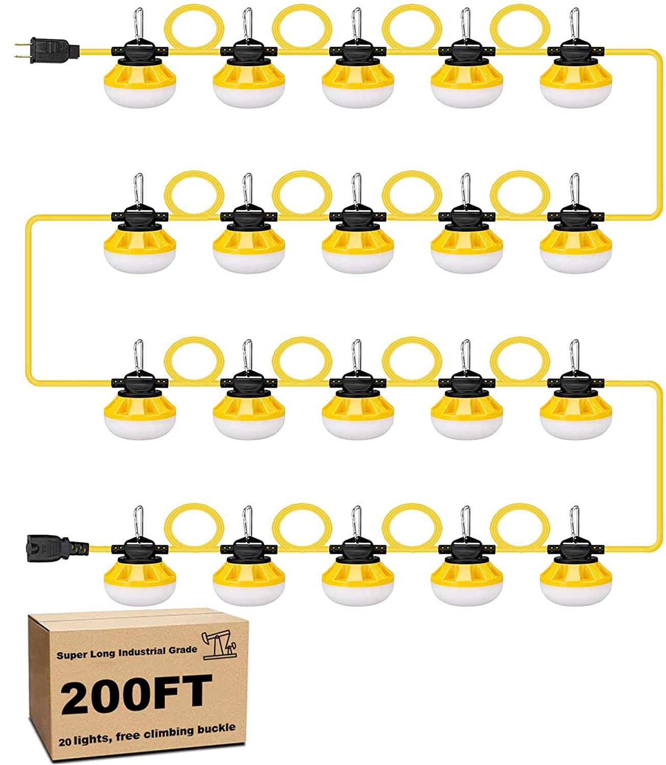 200FT Construction LED String Lights, Industrial Grade Best for ...