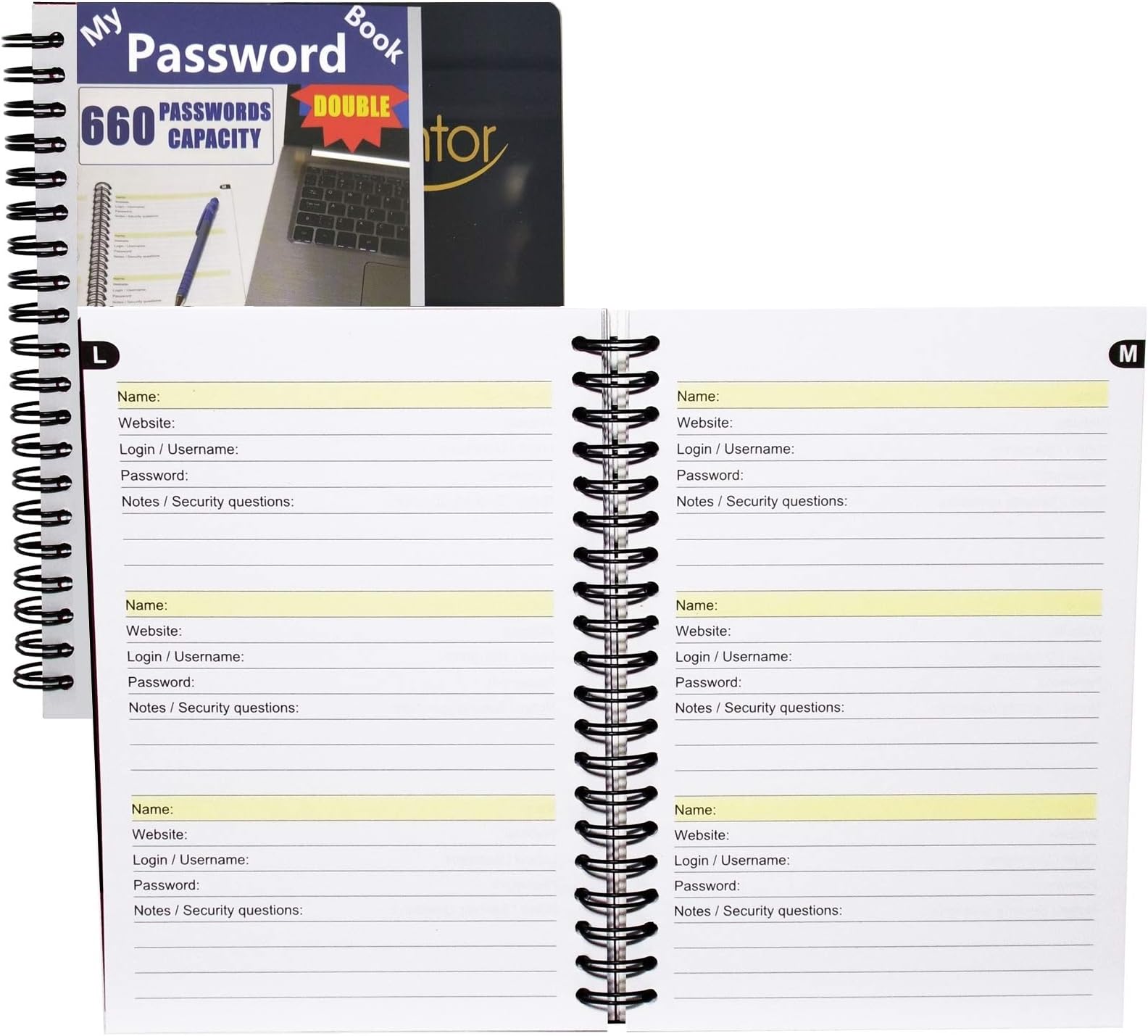 Amazon.com : My Password Book Double Capacity 7" X 5" 240 Pages Quick ...