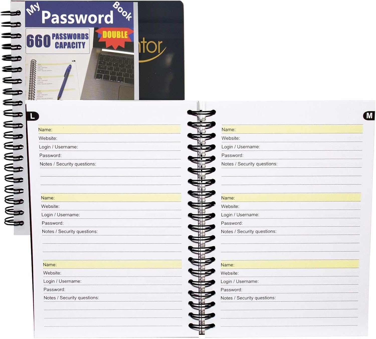 Amazon.com : My Password Book Double Capacity 7" X 5" 240 Pages Quick ...