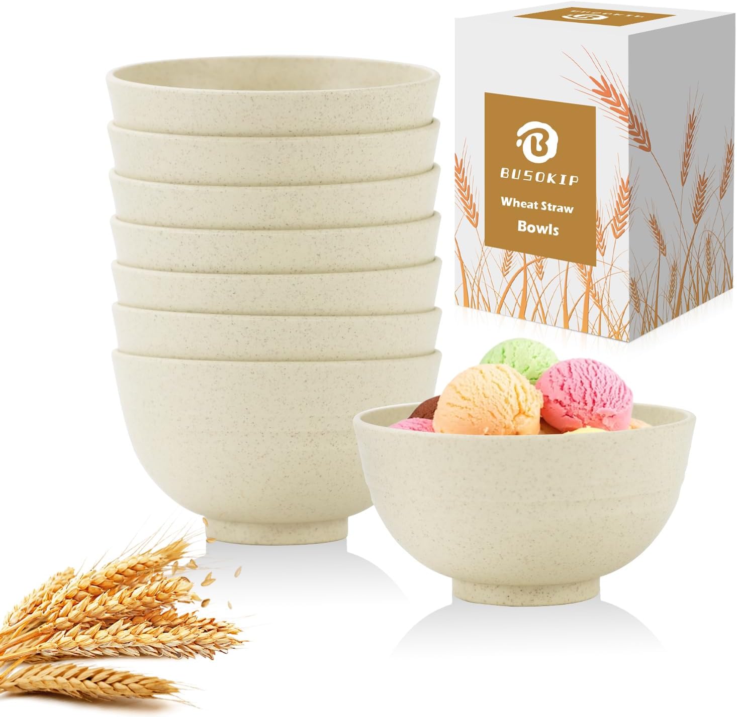 Amazon.com: 4 Wheats Straw Bowls Stylish Small Bowls Microwave Safe ...
