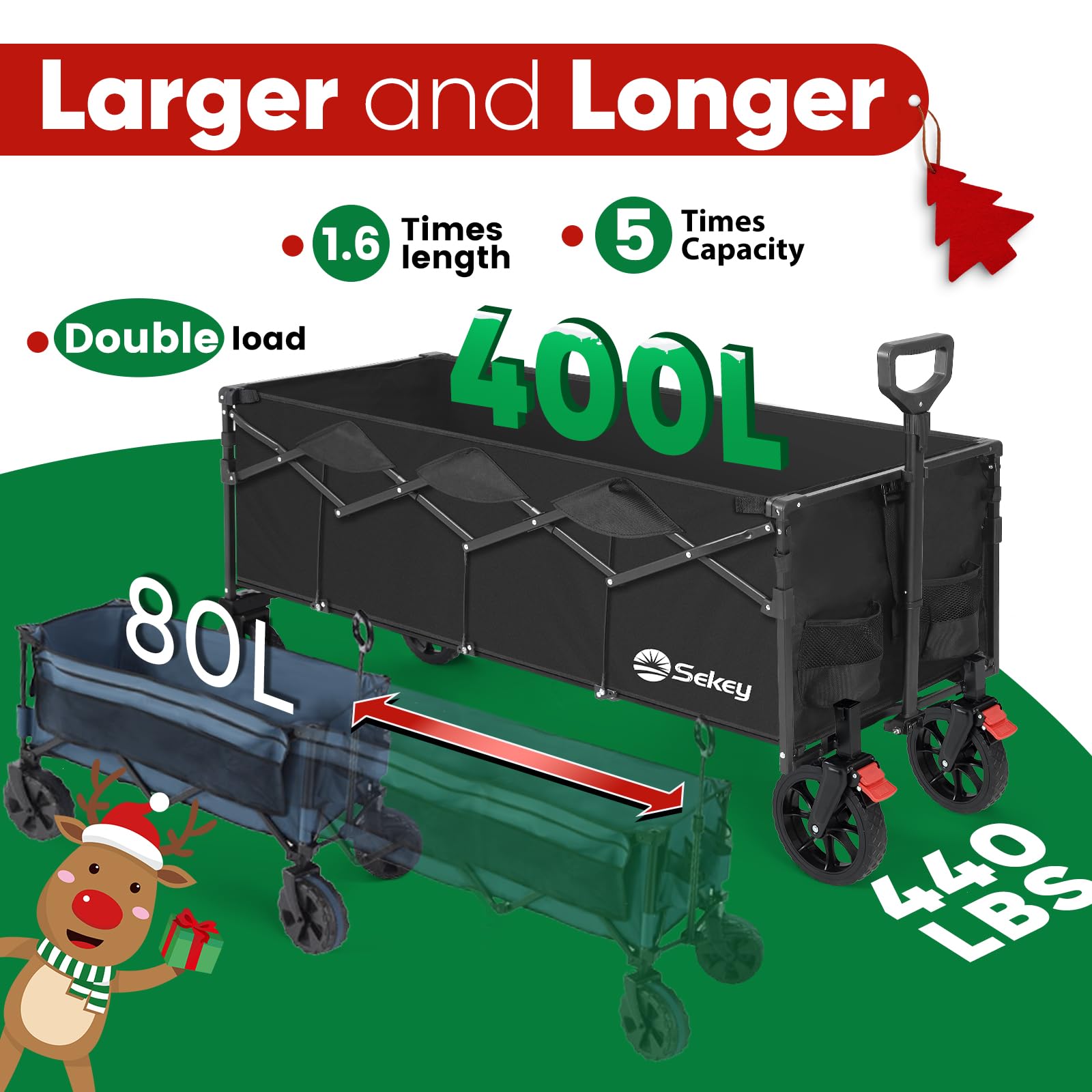 Snapklik.com : Sekey 43 Extended Collapsible Wagon 400L Large Capacity ...