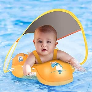 Amazon.com: LAYCOL Baby Swimming Float with UPF50+ Sun Canopy Baby ...