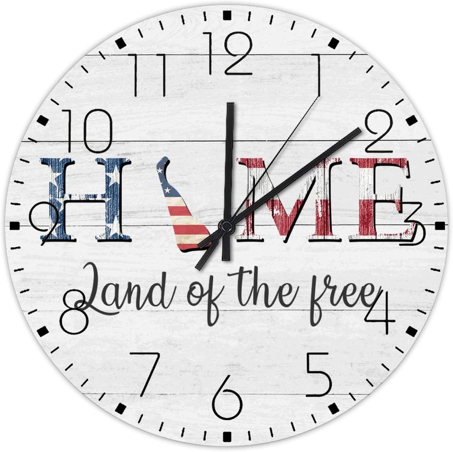 Amazon.com: Silent Wall Clock Round Silent Non-ticking Independence Day ...