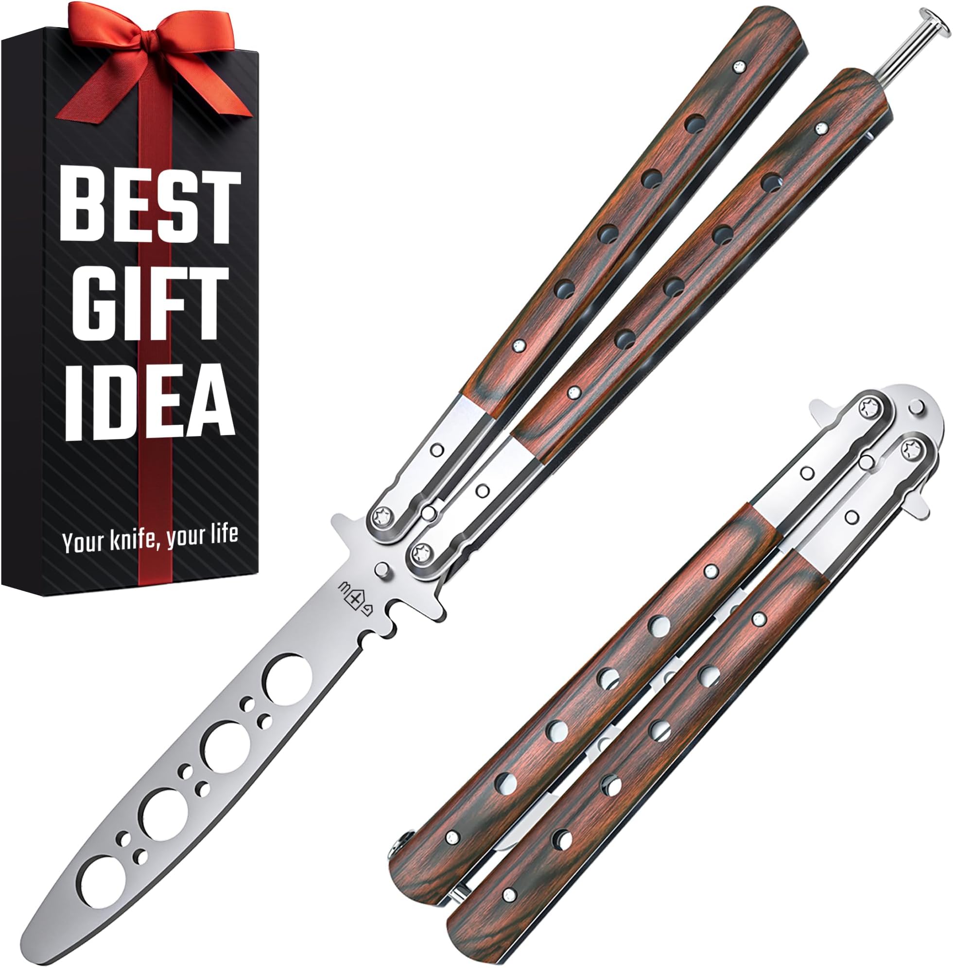Amazon.com : Butterfly Knife, Balisong Trainer Unsharpened Blade, 2 ...