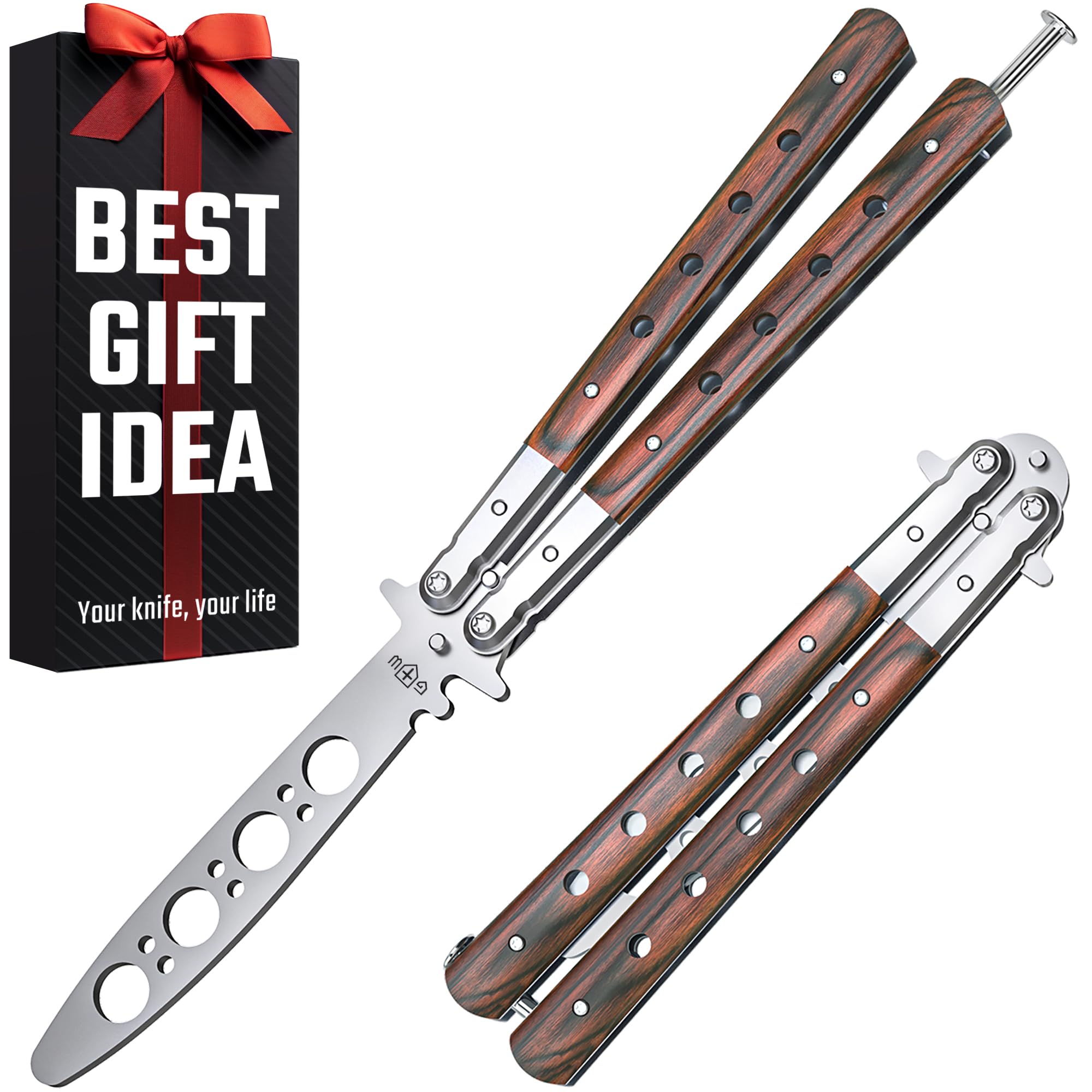 Amazon.com : Butterfly Knife - Balisong Trainer - Wood Practice ...
