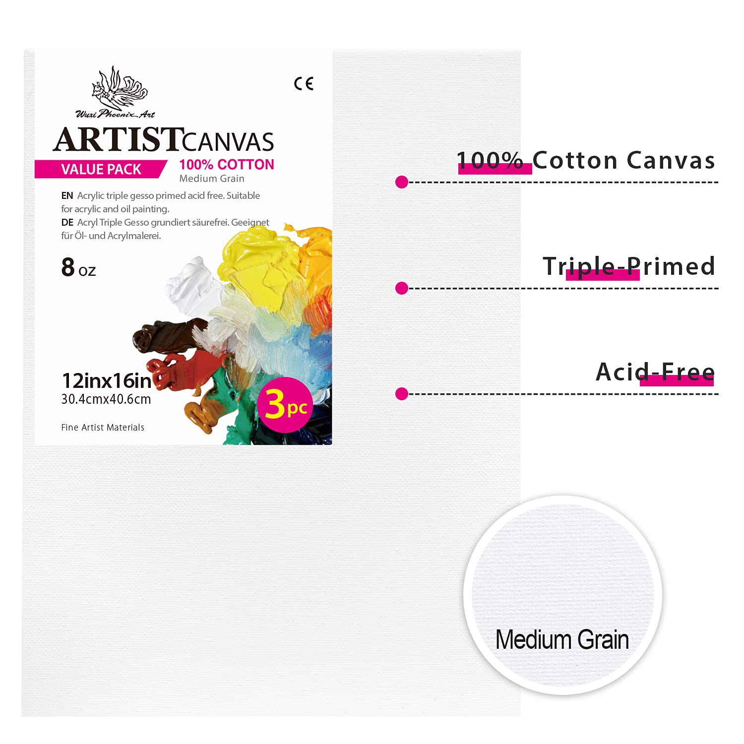 Snapklik.com : PHOENIX Stretched Canvas For Painting 12x16 Inch/3 Value ...