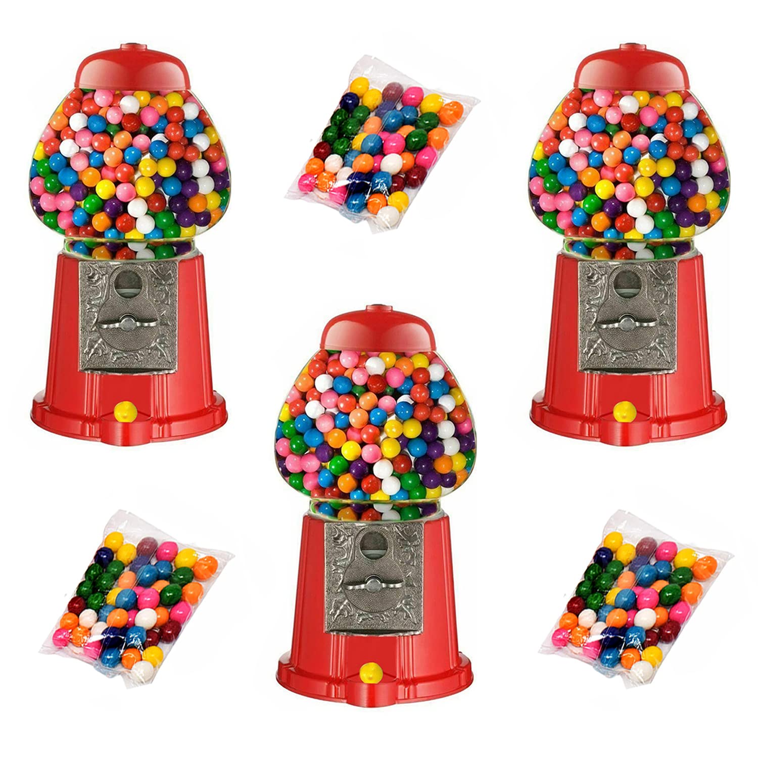 Janoon Set of 3 Gumball Vending Machine Dispenser Sweet Bubblegum Fun ...