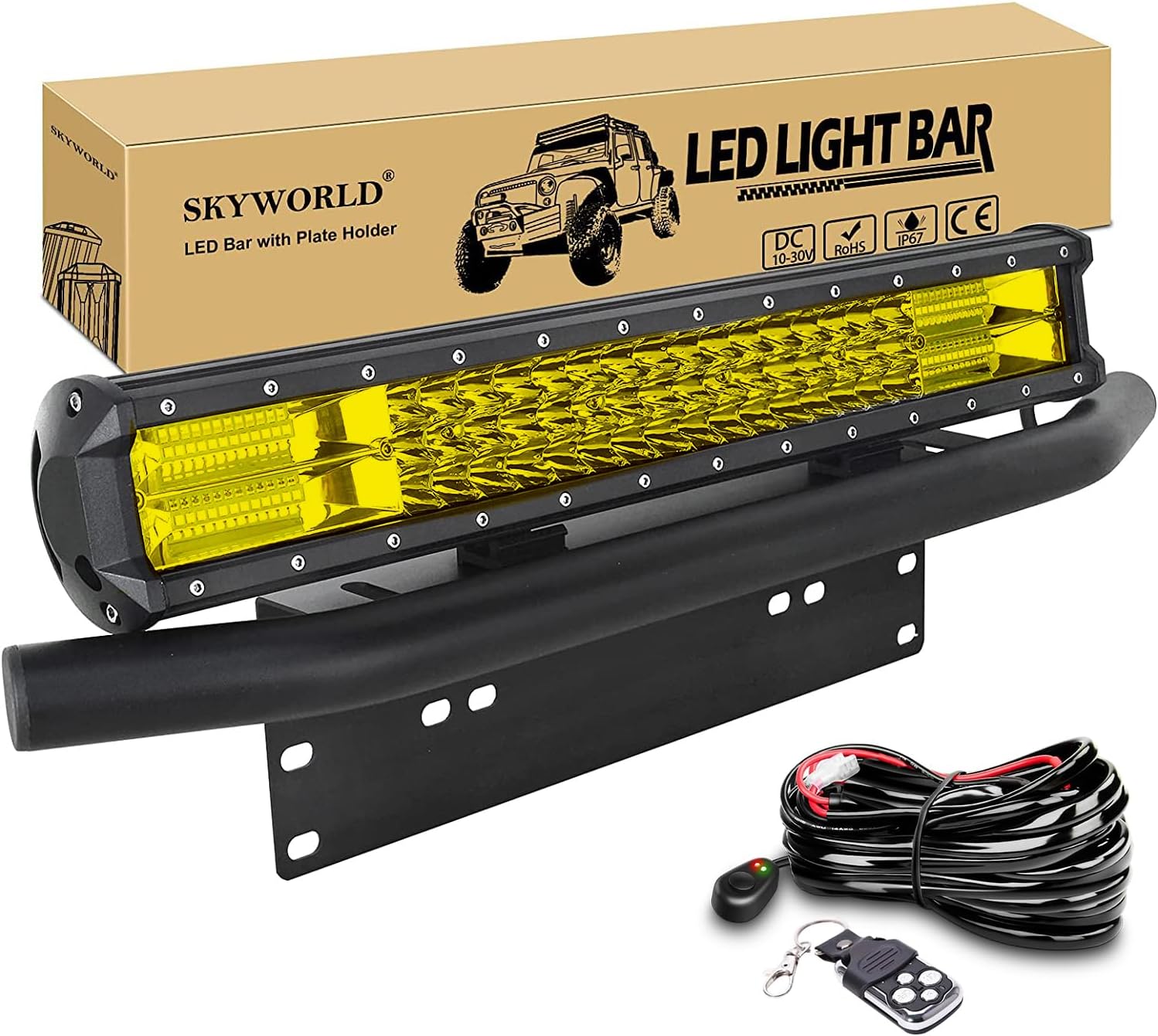 Amazon.com: SKYWORLD 20 inch 288W Car Led Light Bar with 12V Strobe ...