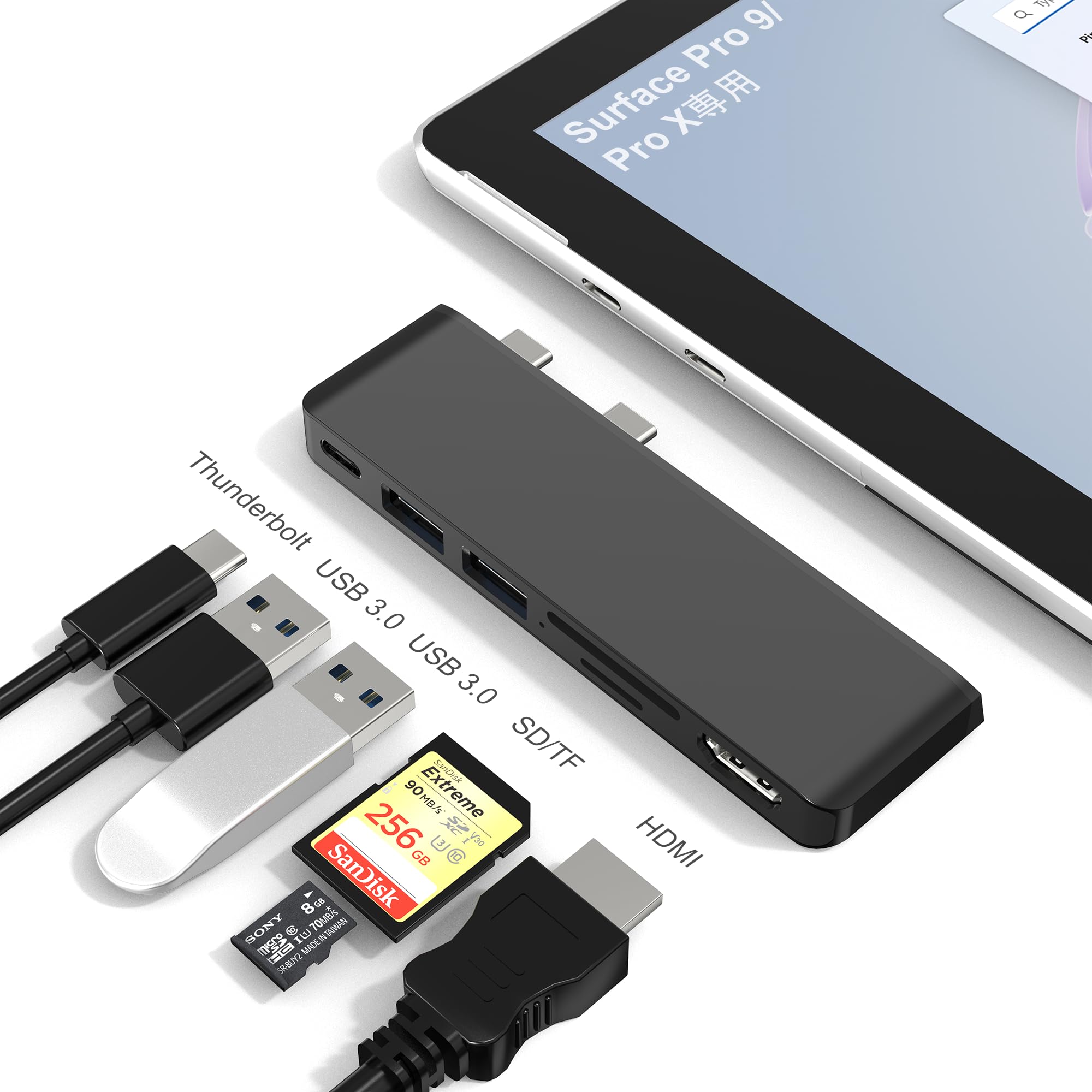 Amazon | Surface Pro 9/10/11 USB ハブ USB-C Thunerbolt 4 (ディスプレイ+データ+PD充電) + 4K HDMIポート + 2x USB3 ...