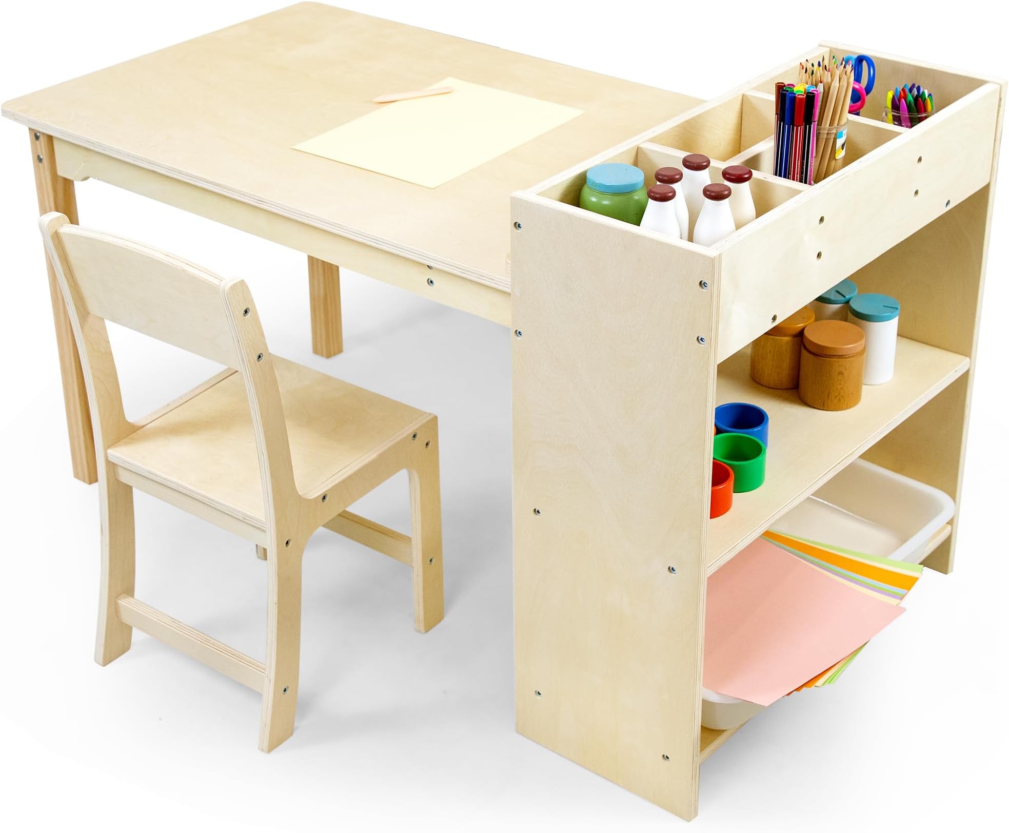Amazon.com: GDLF Kids Art Table and Chairs Set, Craft Desk with Large ...