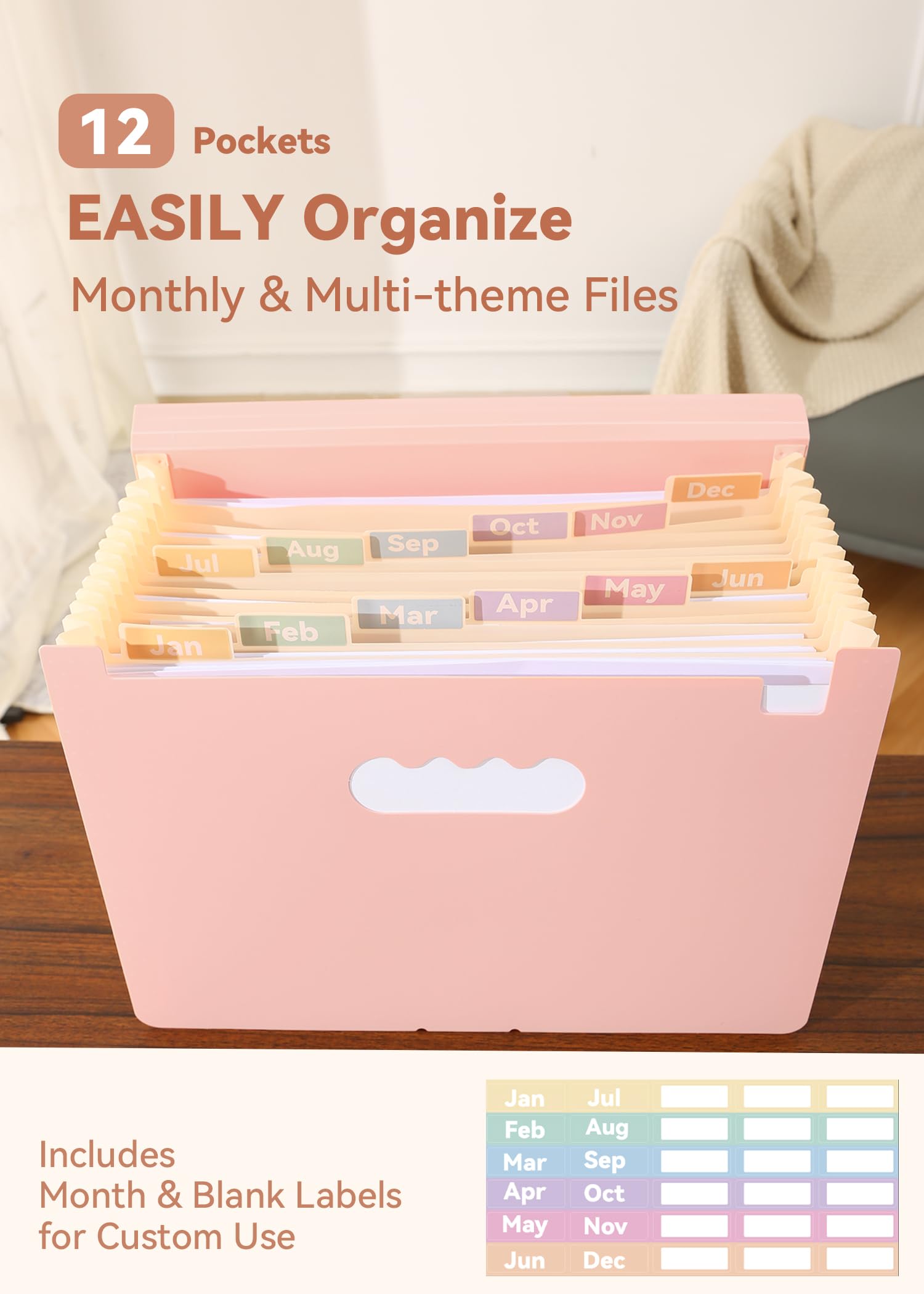 Snapklik.com : SortRax Accordion File Organizer 12 Pockets, Monthly ...