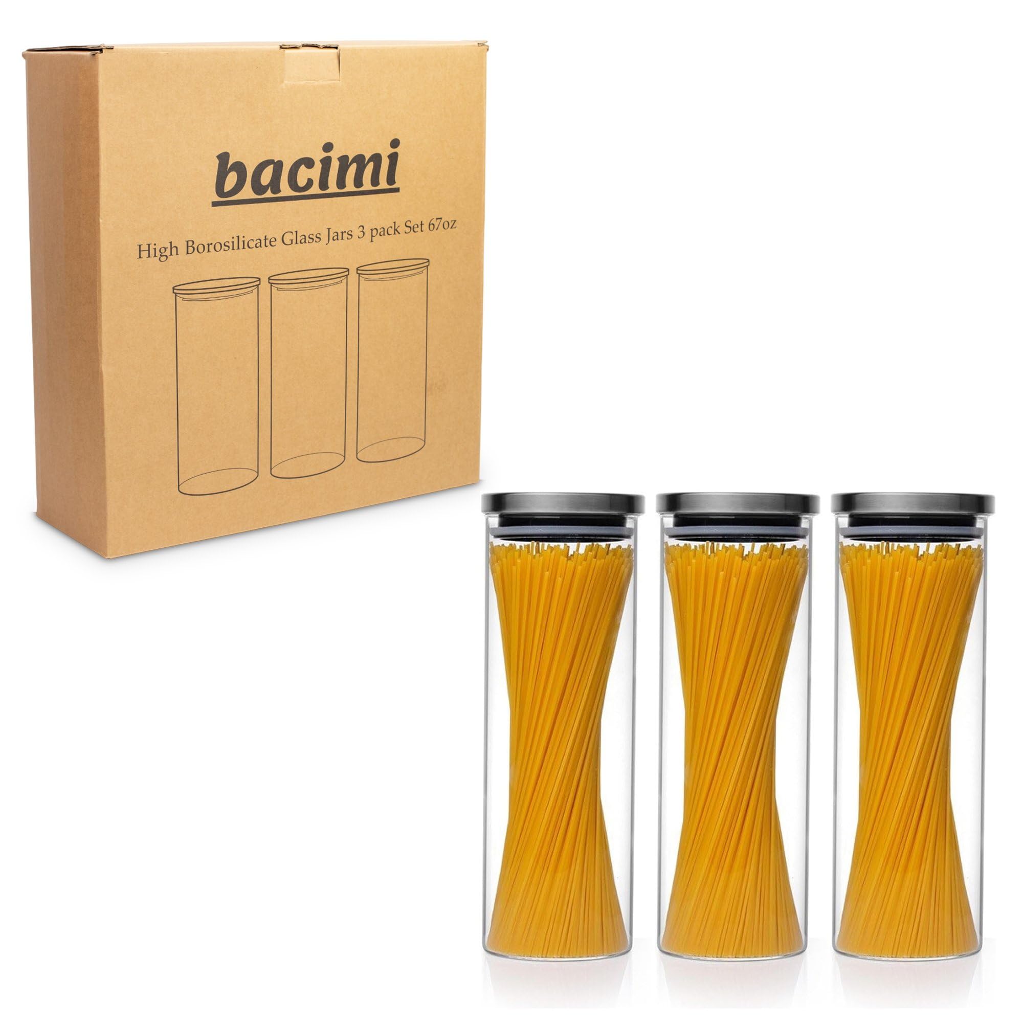 Amazon.com: Bacimi® Airtight Borosilicate 3mm thick Glass Storage ...