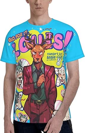Beastars Men's T Shirt Short Sleeved Full Print T Width Double Sided ...