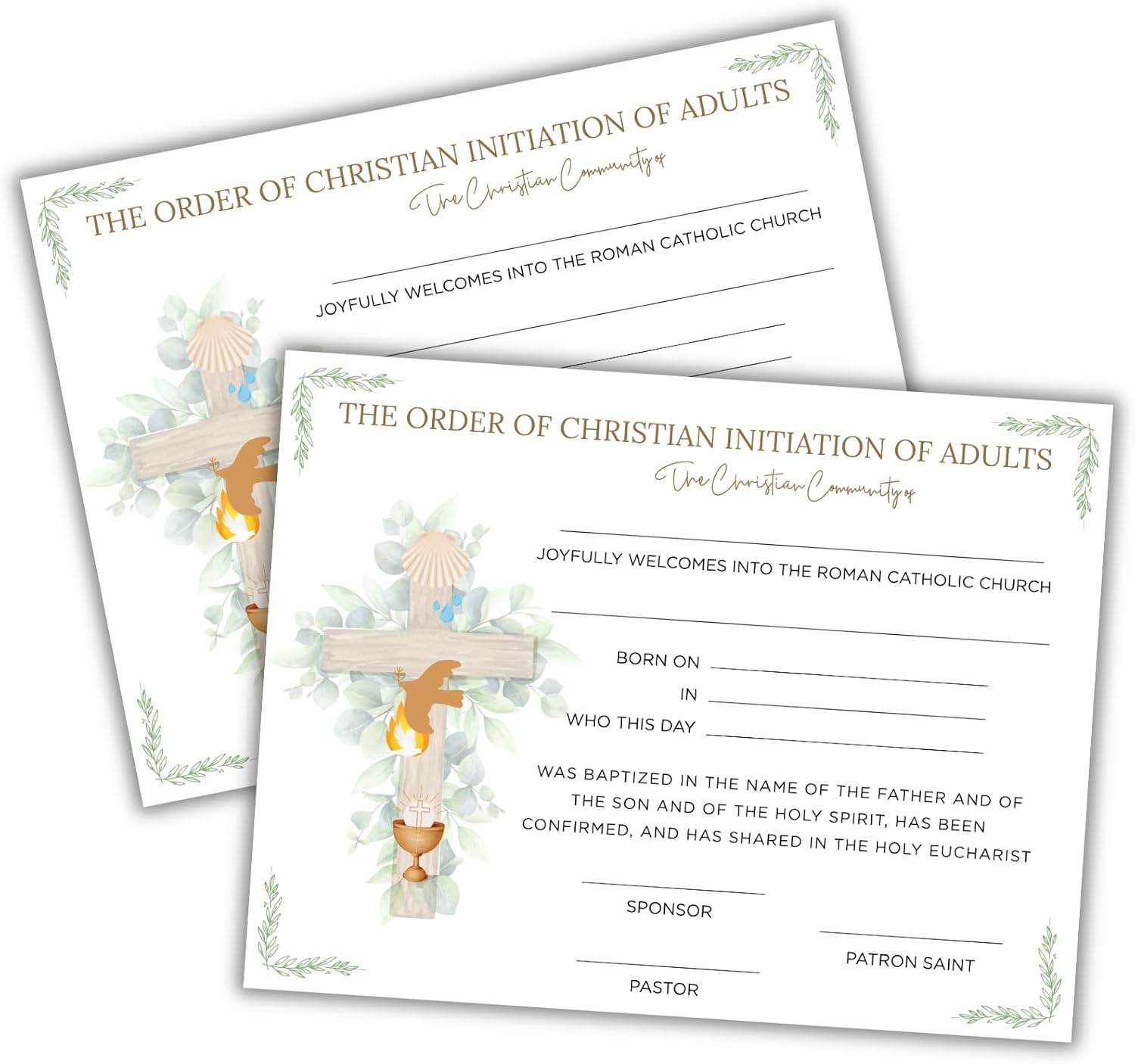 OCIA Certificate for Catechumens Order of Christian Initiation of ...