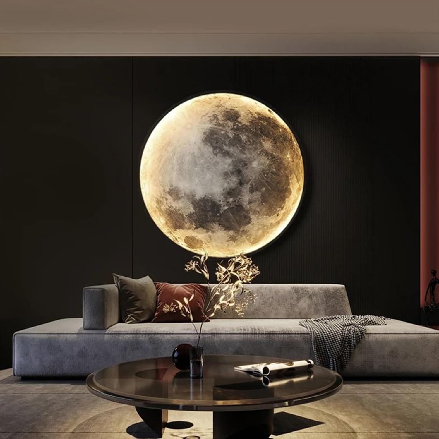 NMFSKKM Dimmable Moon Wall Light, 31.5 Inch With Remote Control, 24W ...