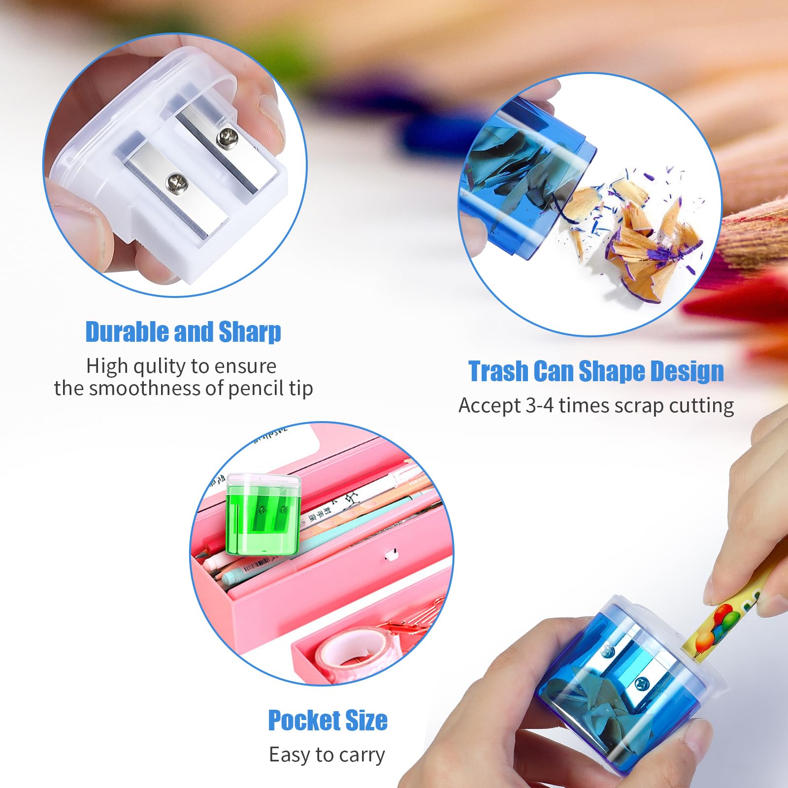 Snapklik.com : 100 Pack Pencil Sharpeners Bulk,School Supplies Double ...