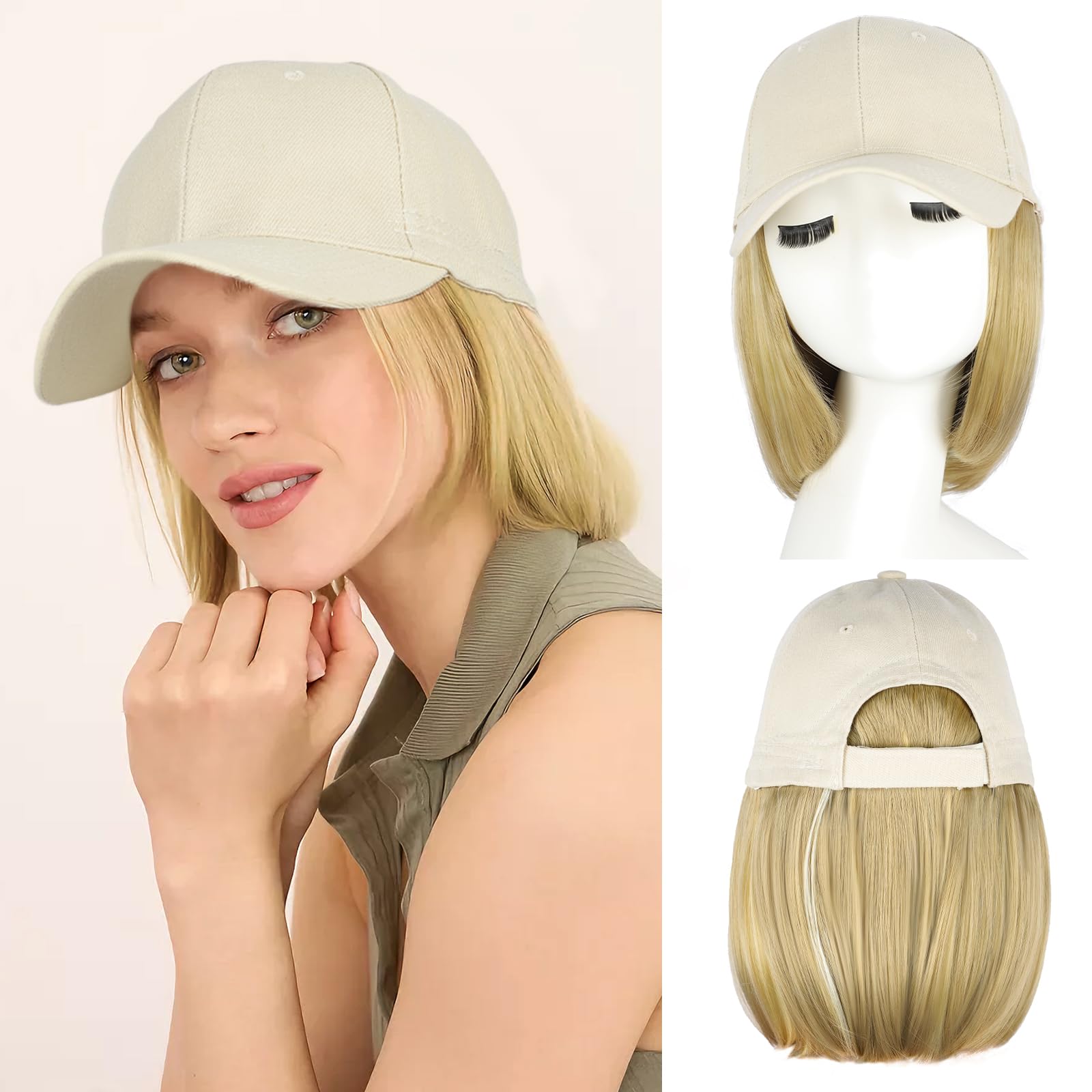 Amazon.com : CHRSHN Hat Wigs for Women Baseball Cap With Hair ...