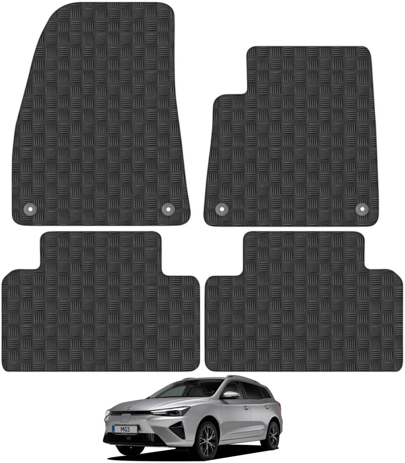 Rubber Car Mats Compatible with MG MOTOR UK MG5 EV (2020+) [245MM CLIP ...