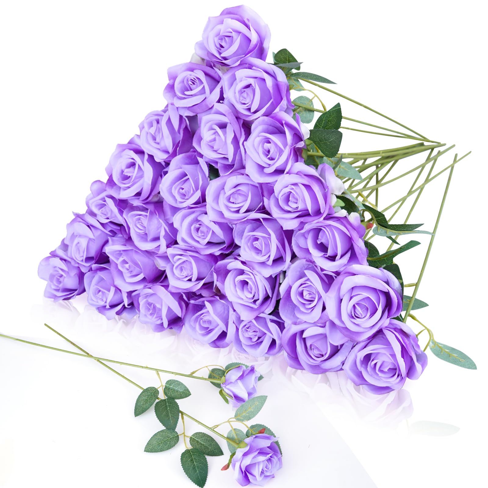 Amazon.com: LPREUTWN 30Pcs Roses Artificial Flowers with Long Stem ...