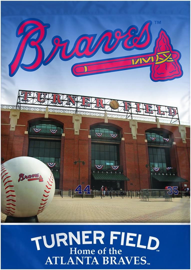 Amazon.com : MLB Atlanta Braves Two Sided Stadium View Vertical Banner ...