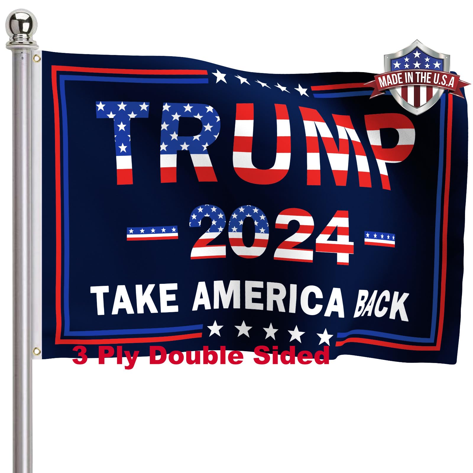 Snapklik.com : GameXcel Trump 2024 Flag Double Sided 3 Ply