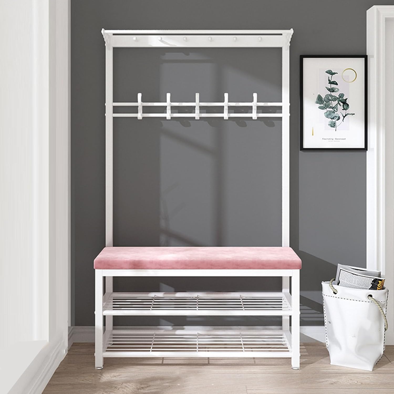 Industrial Style Coat Rack with Shoe Storage Freestanding Hall Tree ...