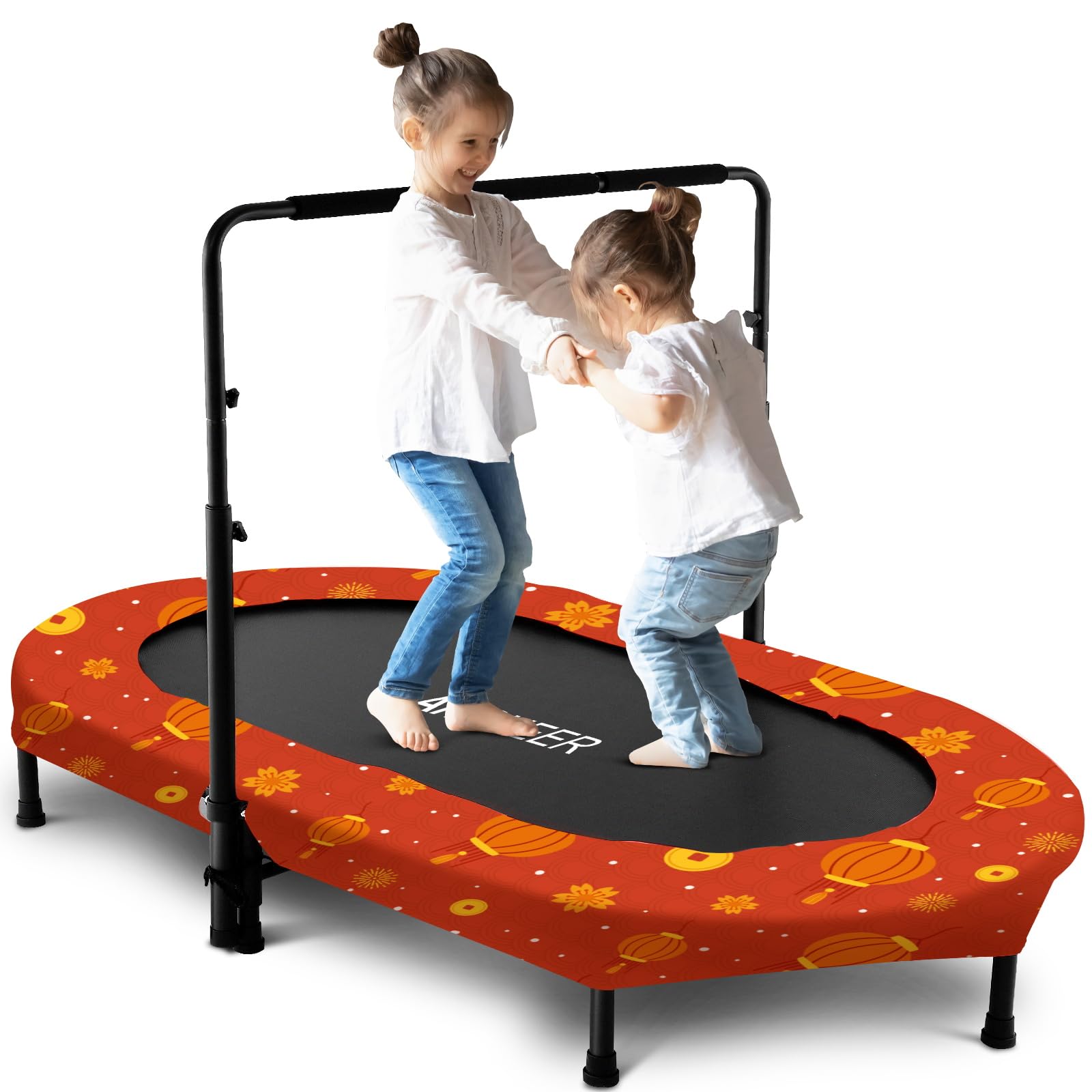 Kids Indoor Trampoline, ANCHEER 56" Foldable Mini Trampoline with 5 ...