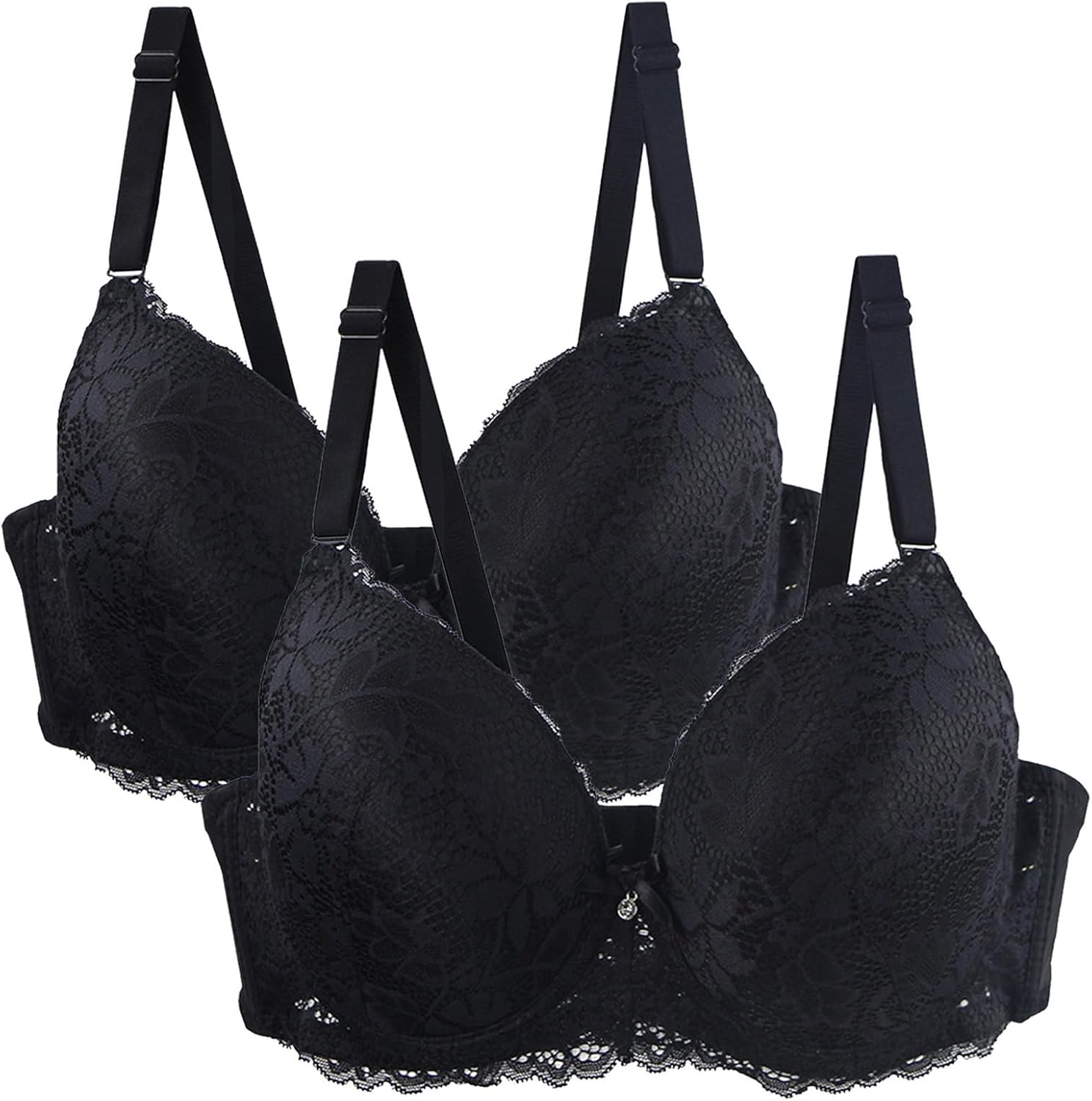 Pack of 2 Women's Bra Set Lace Up Bra Set Comfortable Lace Bra with ...