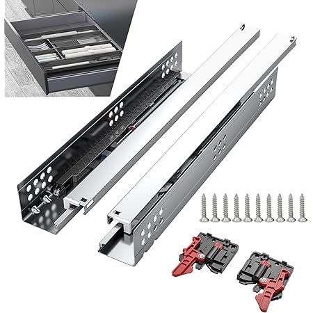 AOLISHENG 1 Pair Undermount Soft Close Drawer Slides 9 12 15 18 21 24 ...