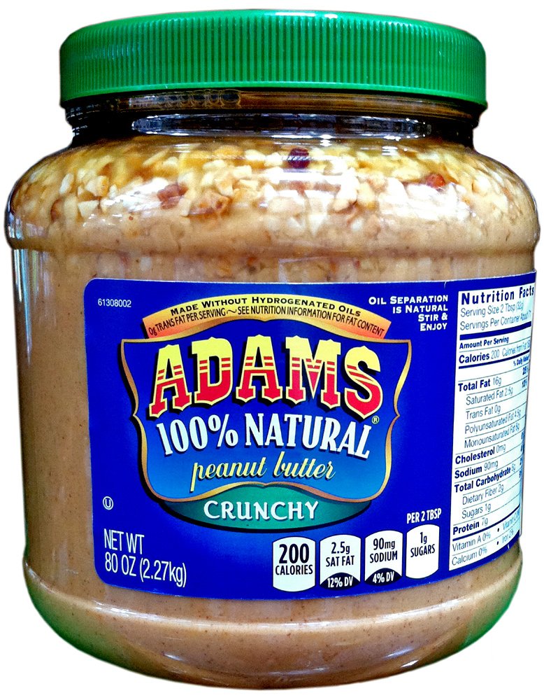 Amazon.com : Adams 100% Natural CRUNCHY PEANUT BUTTER 80oz (Single ...