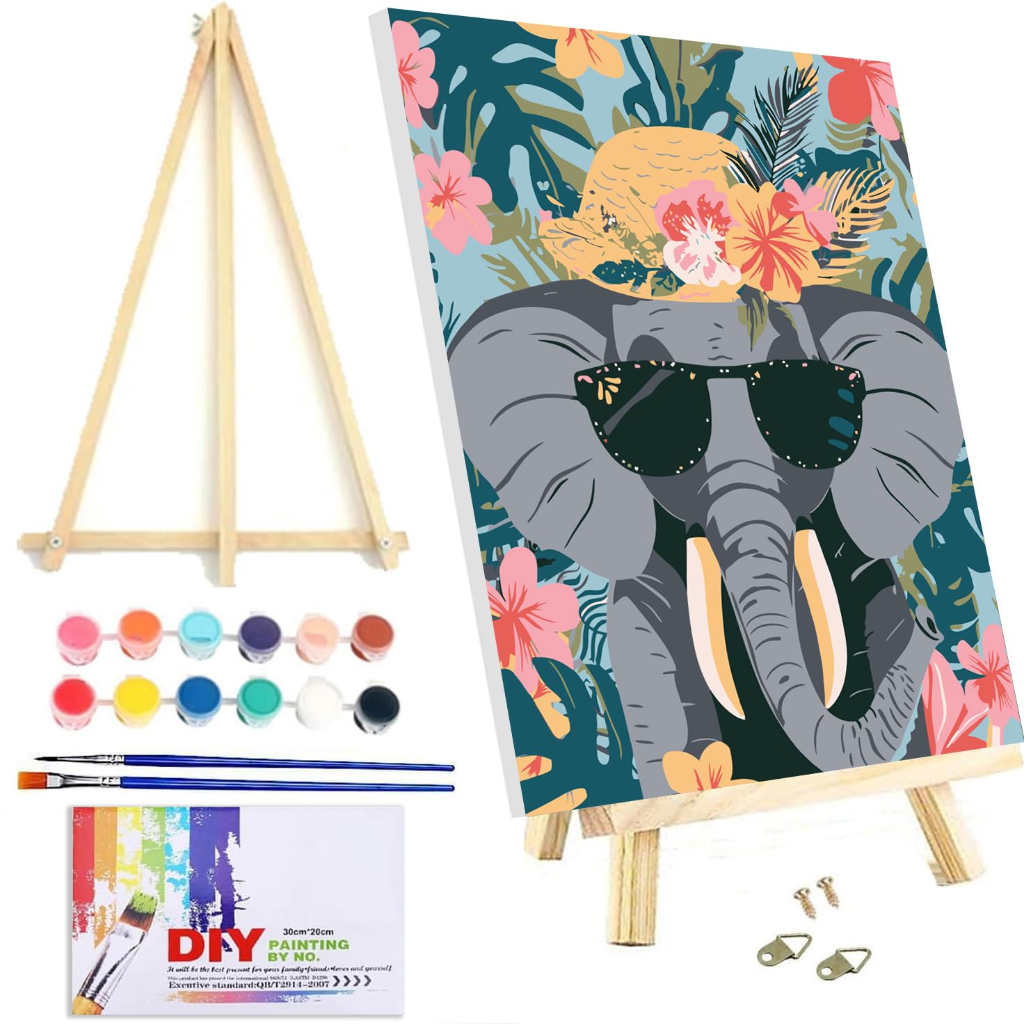 Amazon.com: Elephant Paint by Numbers kit for Adults Framed Canvas ...