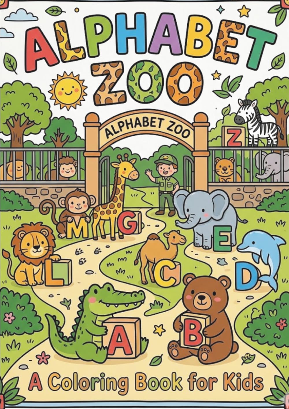 Alphabet Zoo Animals Coloring Book for Kids Ages 2–6: Learn ABC with ...