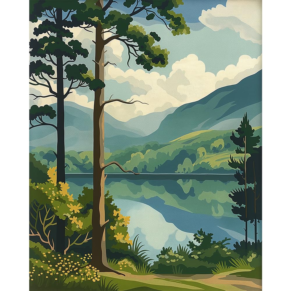 Amazon.com: Natuyalo Paint by Numbers Kit for Adults - Forest Landscape ...