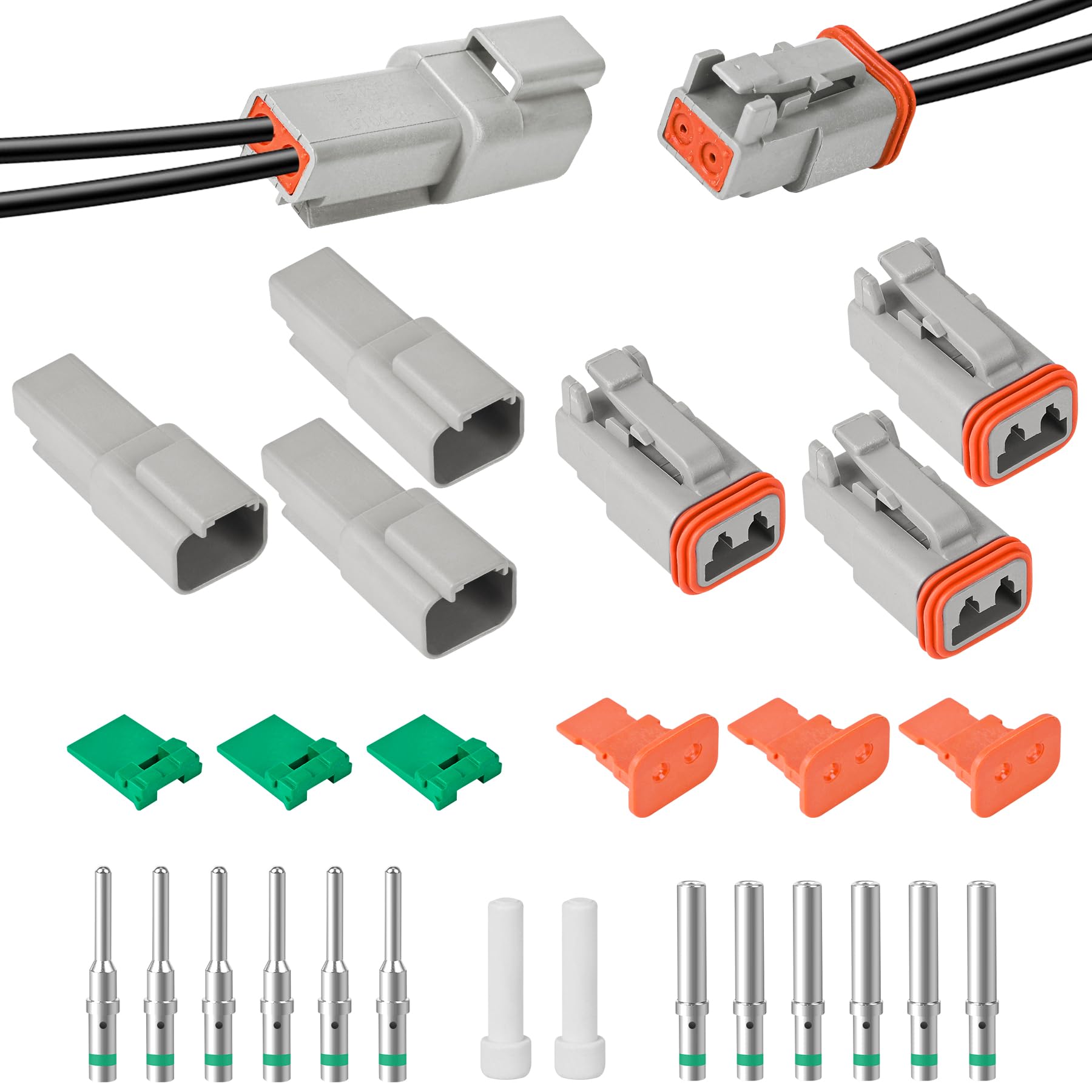 Amazon.com: 26Pcs 3 Kits Deutsch Connector Kit 2 Pin DT Connectors 15 ...