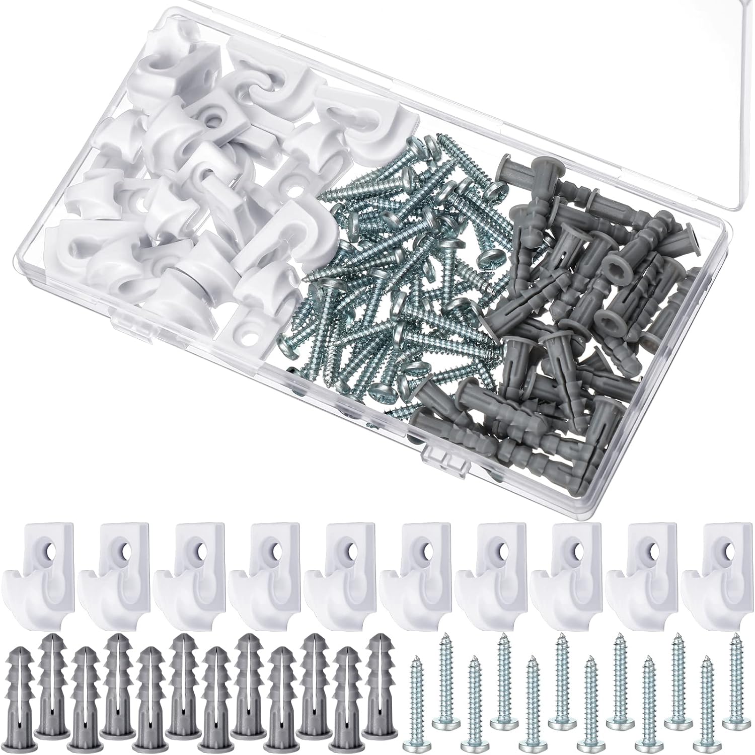 Oudain 16 Pack Down Wall Clips Closet Shelves Loop Clips Plastic Wire ...