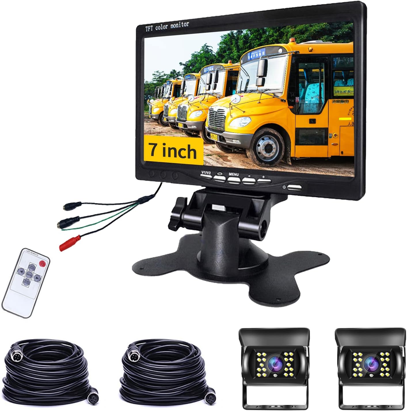 Reversing Camera Kit with 7 Inch LCD Monitor & 2 Backup Camera, IP68 ...