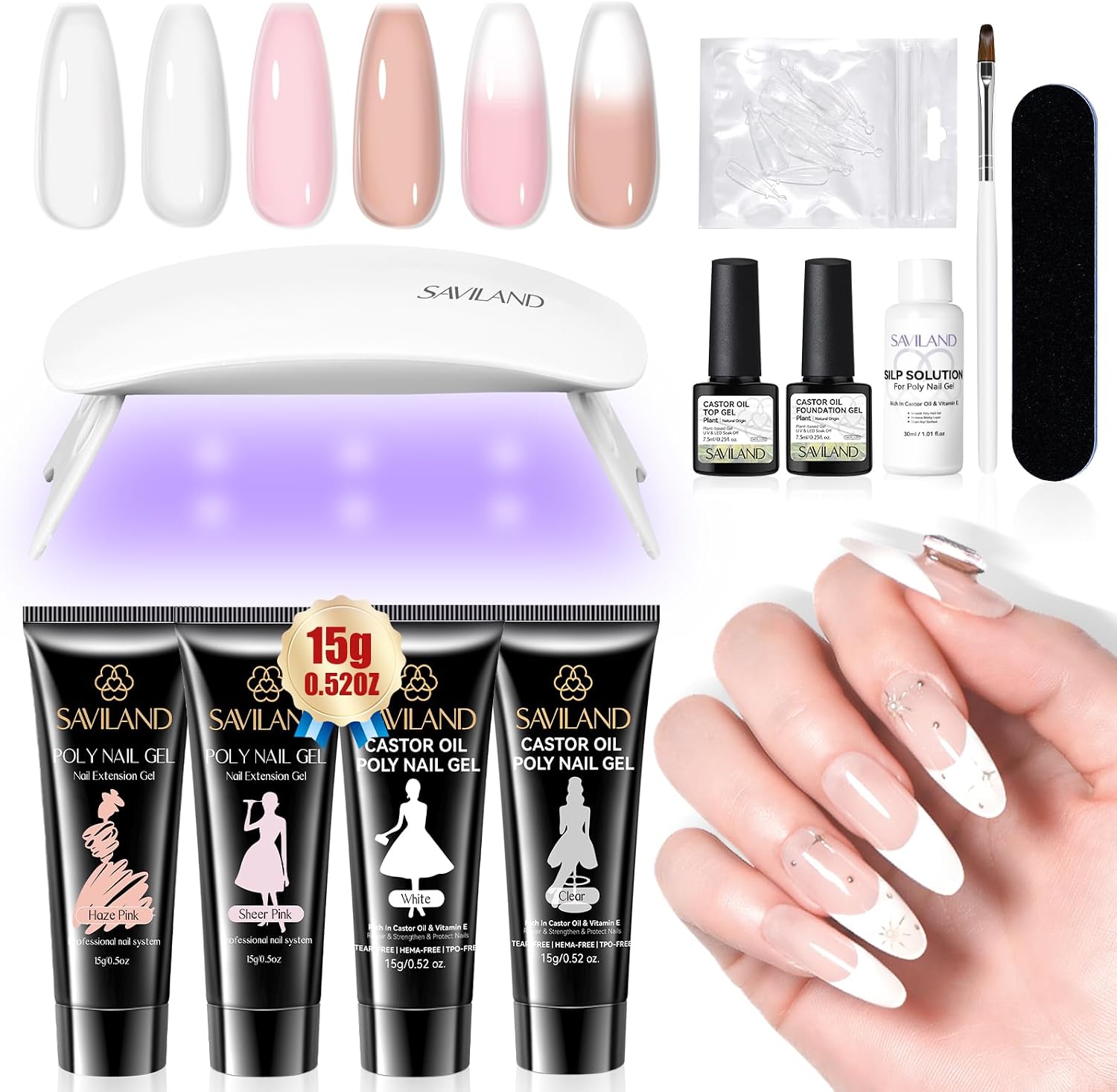 SAVILAND Kit d'ongles en polygel 28 jours : extension rapide en 1 min d ...