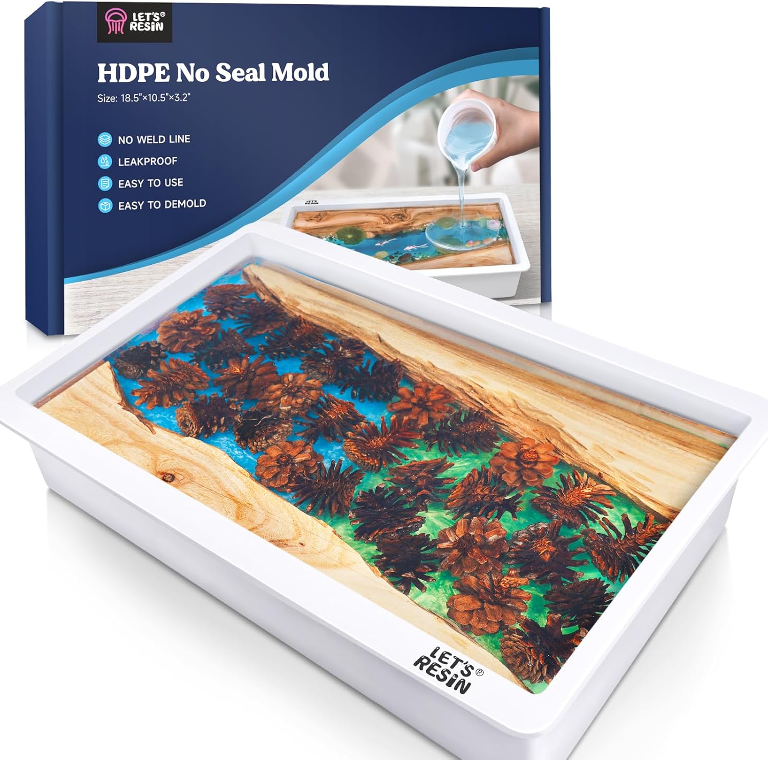 Amazon.com: LET'S RESIN Large Silicone Mold, 18 X 10 Inch HDPE Table ...