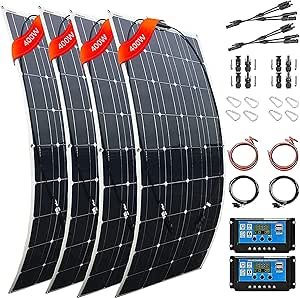 Amazon.com : 1600 Watt Solar Panels 4X400W Flexible Solar Battery Kit ...